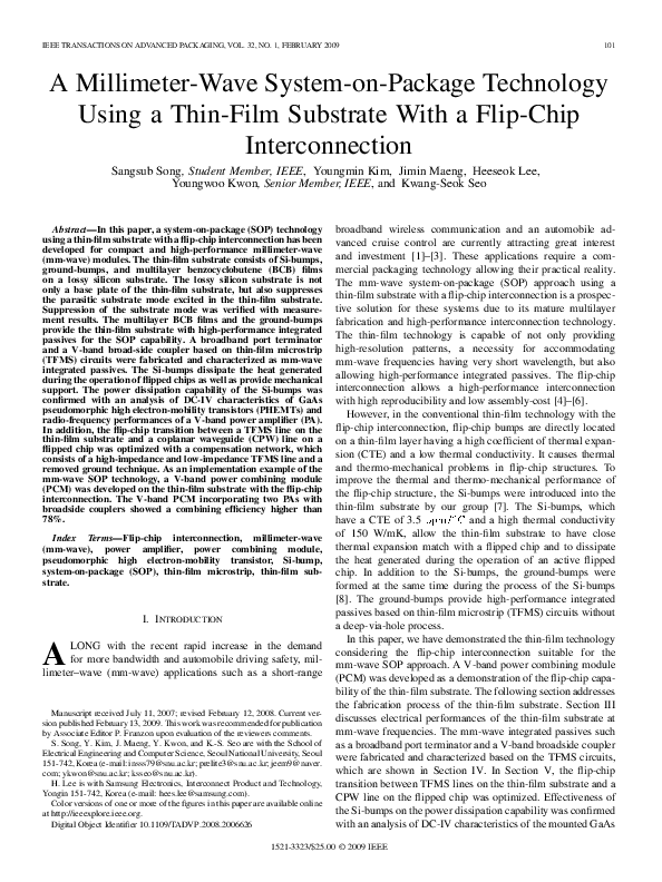 (PDF) A Millimeter-Wave System-on-Package Technology Using a Thin-Film ...
