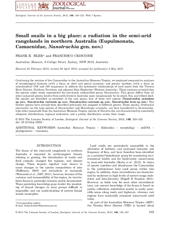 (PDF) Small snails in a big place: a radiation in the semi-arid ...