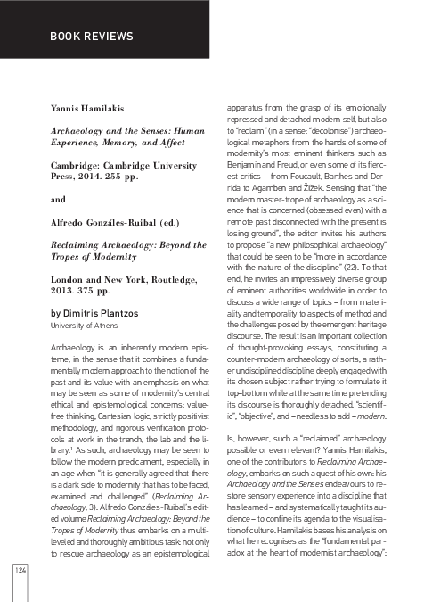 (PDF) Yannis Hamilakis, Archaeology and the Senses: Human Experience ...