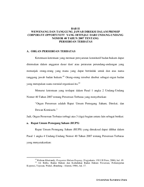 (PDF) BAB II WEWENANG DAN TANGGUNG JAWAB DIREKSI DALAM PRINSIP ...