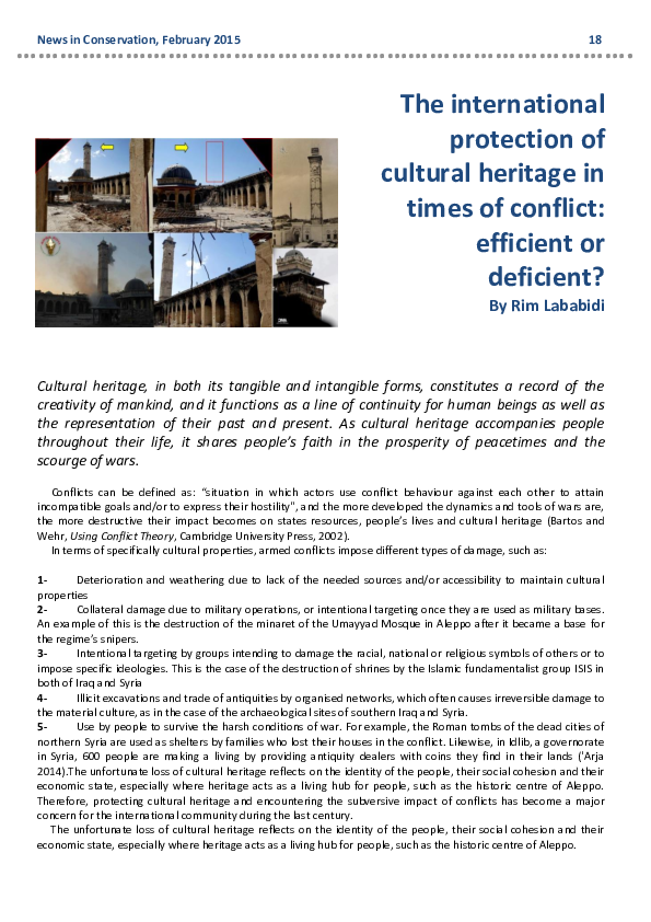 (PDF) The international protection of cultural heritage in times of ...