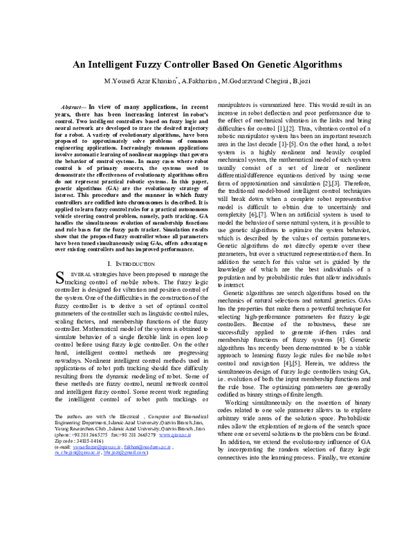 (PDF) An Intelligent Fuzzy Controller Based On Genetic Algorithms