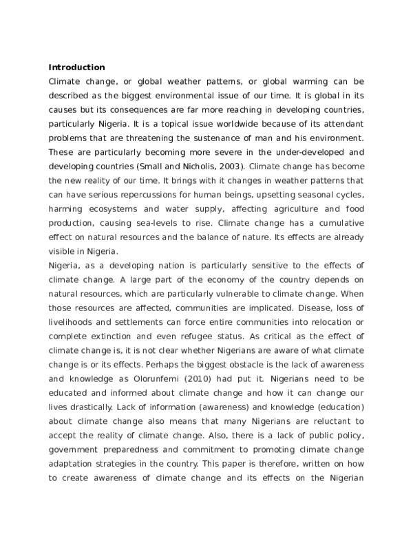 (DOC) Concept of Climate change and its Impact on Education
