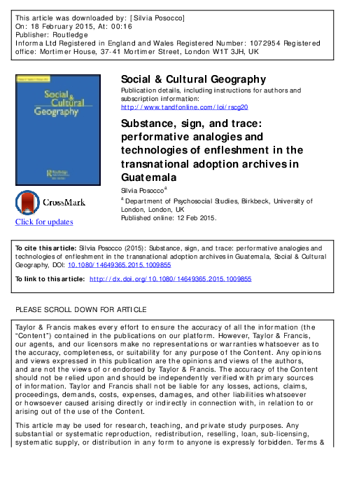 (PDF) Substance, Sign and Trace: Performative Analogies and Technologies of Enfleshment in the ...