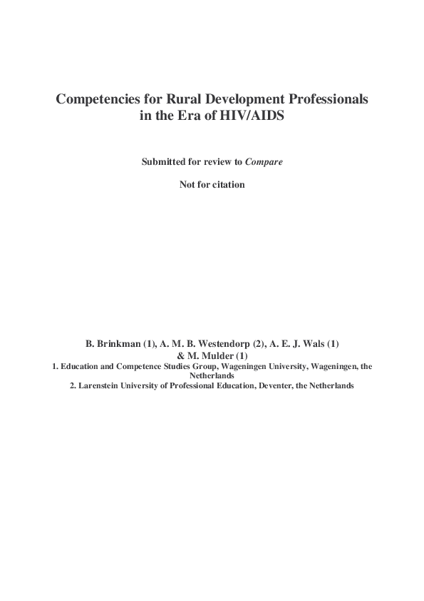 (PDF) Competencies for rural development professionals in the era of ...