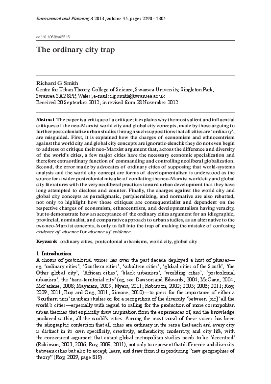 (PDF) The Ordinary City Trap