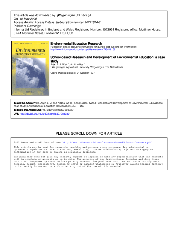 (PDF) School‐based Research and Development of Environmental Education ...