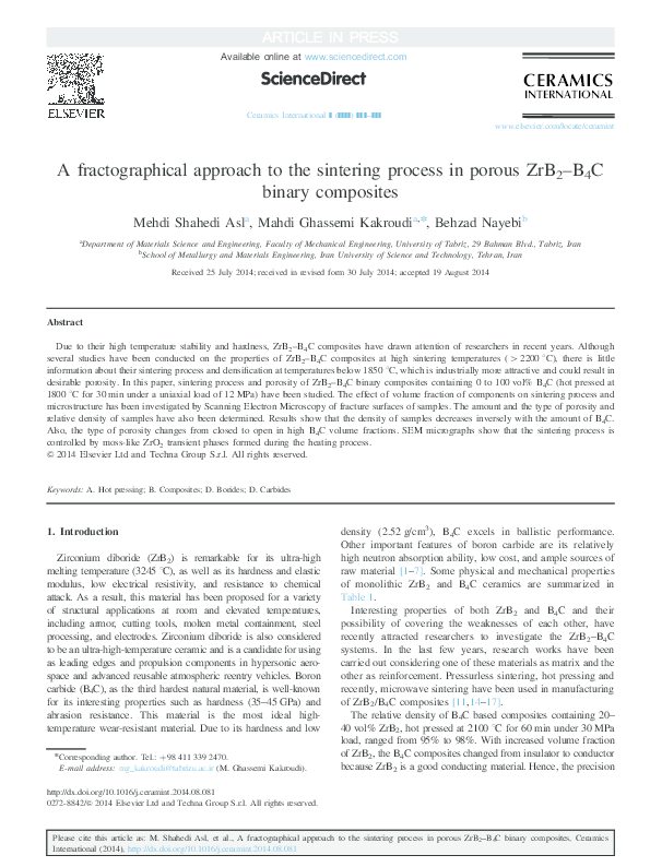 (PDF) A fractographical approach to the sintering process in porous ...