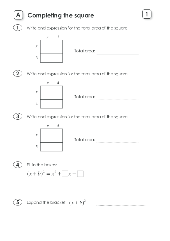 (PDF) Printed completing the square