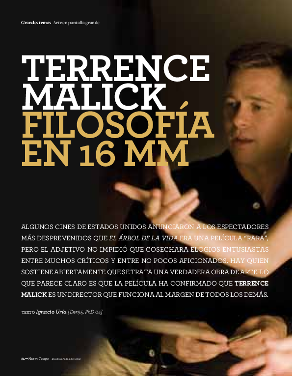 (PDF) Terrence Malick, filosofía en 16 mm