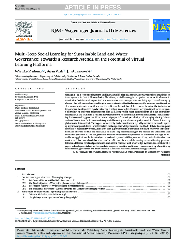 (PDF) Multi-Loop Social Learning for Sustainable Land and Water ...