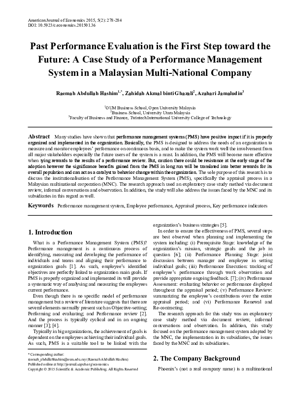 (PDF) Past Performance Evaluation is the First Step toward the Future A ...