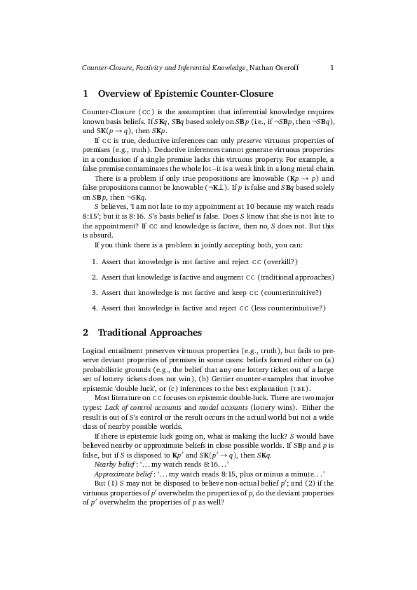 (PDF) Counter-Closure, Factivity and Inferential Knowledge