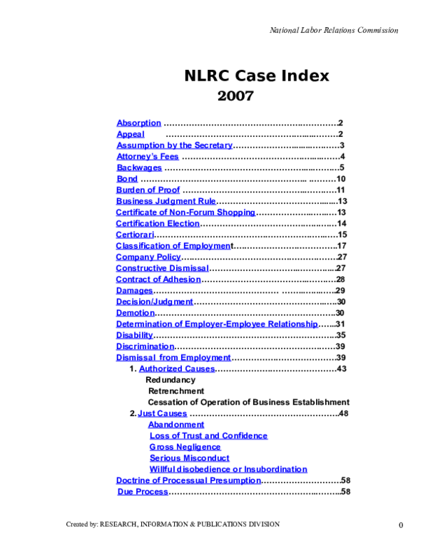 (DOC) 2007 NLRC Case Index FINAl