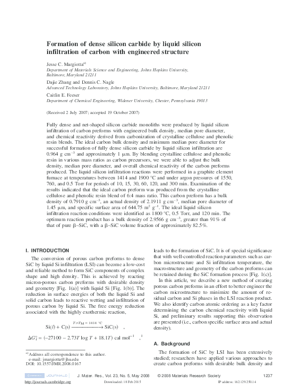 (PDF) Formation of Dense Silicon Carbide by Liquid Silicon Infiltration ...