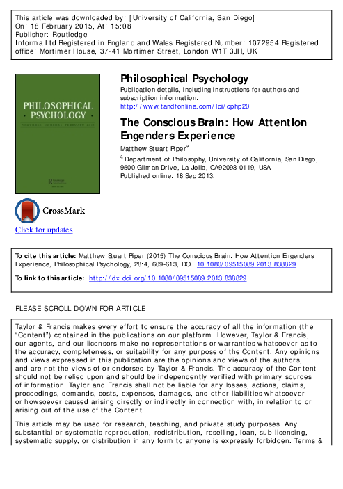 (PDF) Review of Jesse Prinz's The Conscious Brain: How Attention ...