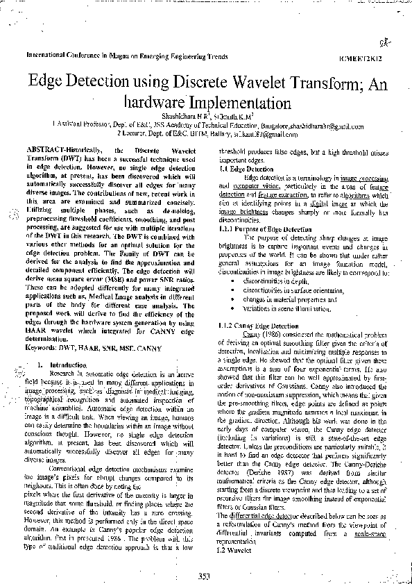 Edge Detection Using Discrete Wavelet Transform An Hardware Implementation