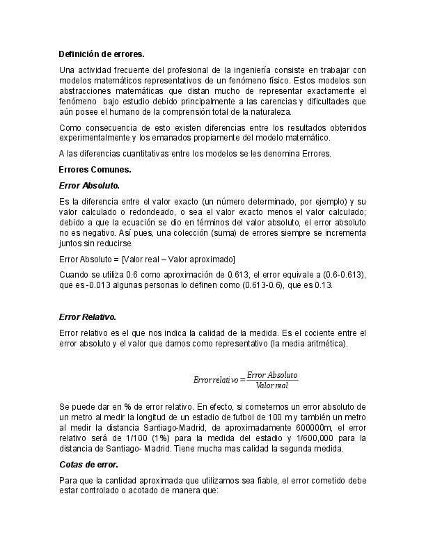 (DOC) Errores comunes, exactitud y precision. metodos numericos