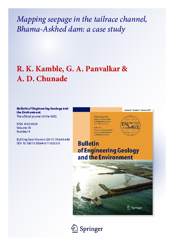 (PDF) Mapping seepage in the tailrace channel, Bhama-Askhed dam: a case ...