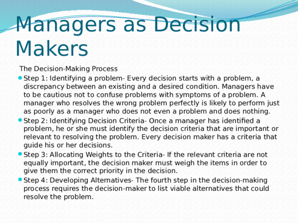 (PPT) Managers As Decision-Makers MGT 201 Spring 2015