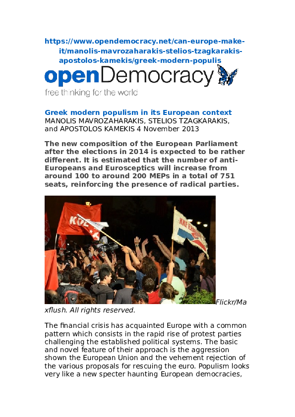 (DOC) Greek modern populism in its European context