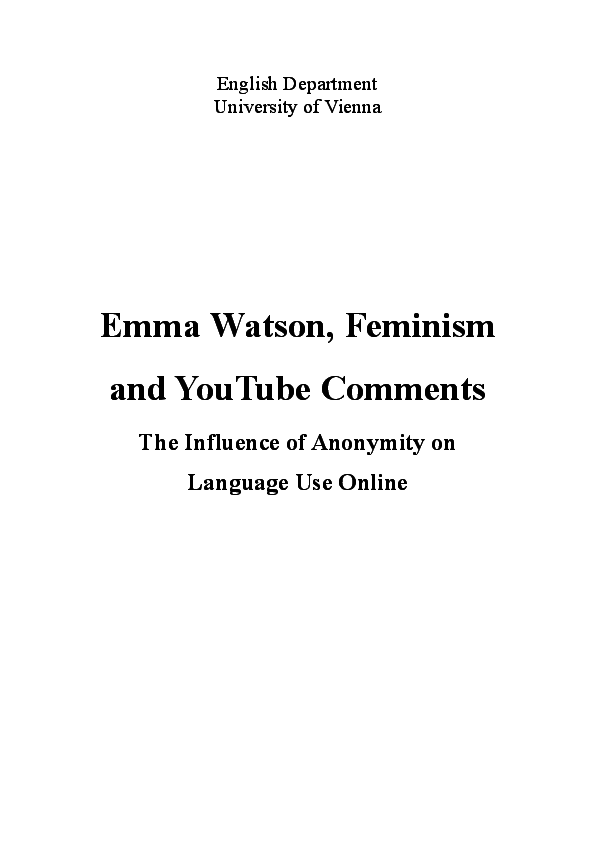 (PDF) Emma Watson, Feminism and YouTube Comments: The Influence of ...