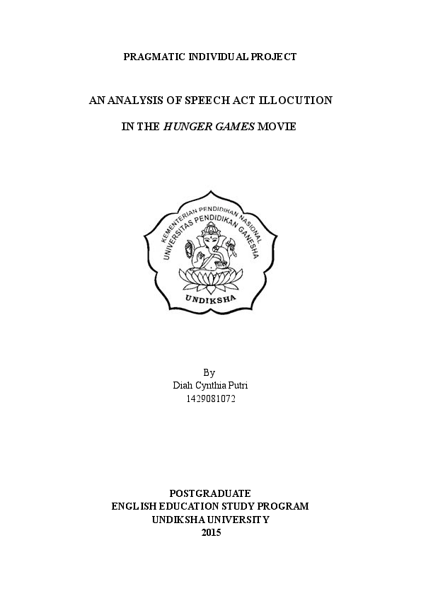 (DOC) AN ANALYSIS OF SPEECH ACT ILLOCUTION IN HUNGER GAMES MOVIE