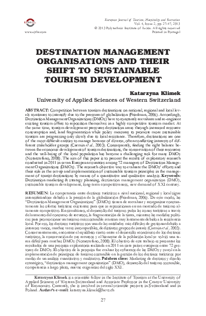 (PDF) Destination Management Organisations and their shift to ...