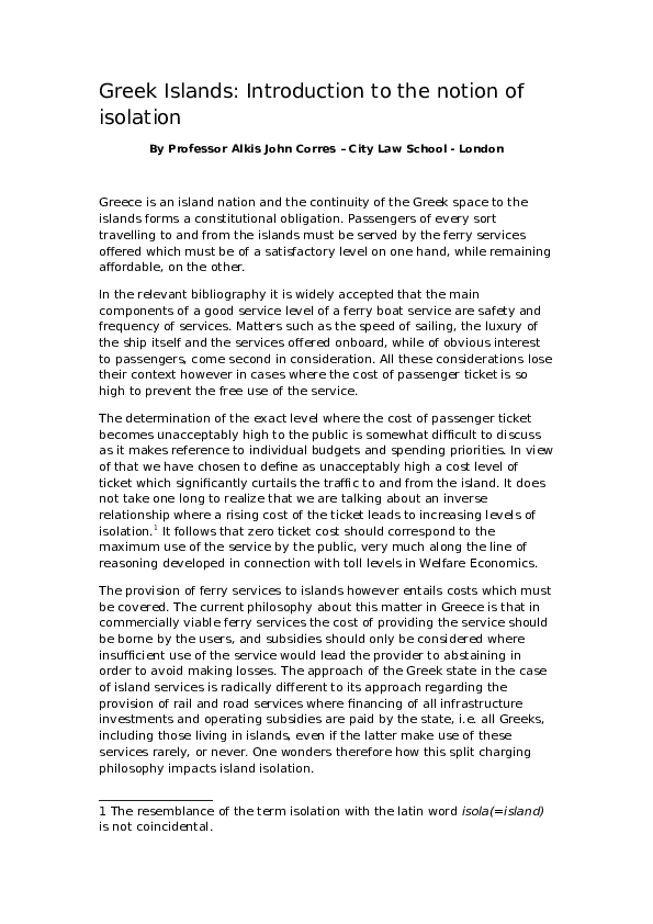 (DOC) Introduction to the notion of economic isolation