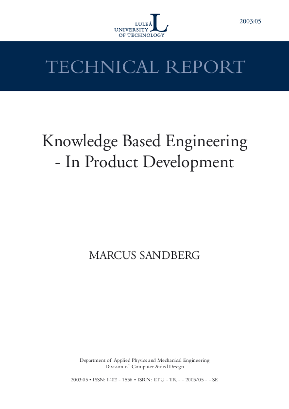Pdf Knowledge Based Engineering In Product Development
