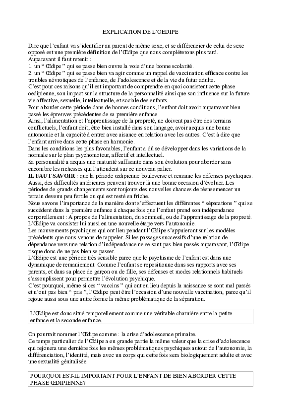 (PDF) EXPLICATION DE L'OEDIPE