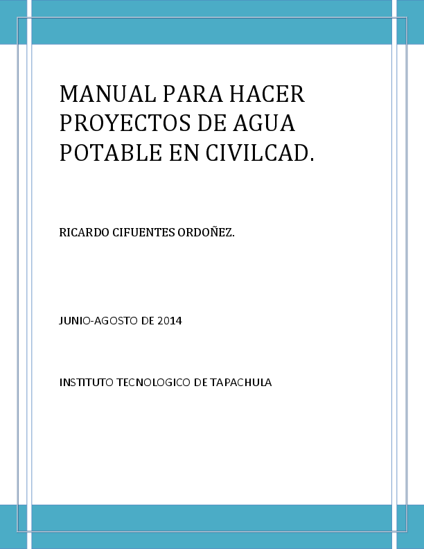 (PDF) MANUAL PARA HACER PROYECTOS DE AGUA POTABLE EN CIVILCAD