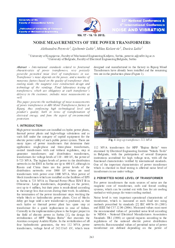 (PDF) Noise of transformer