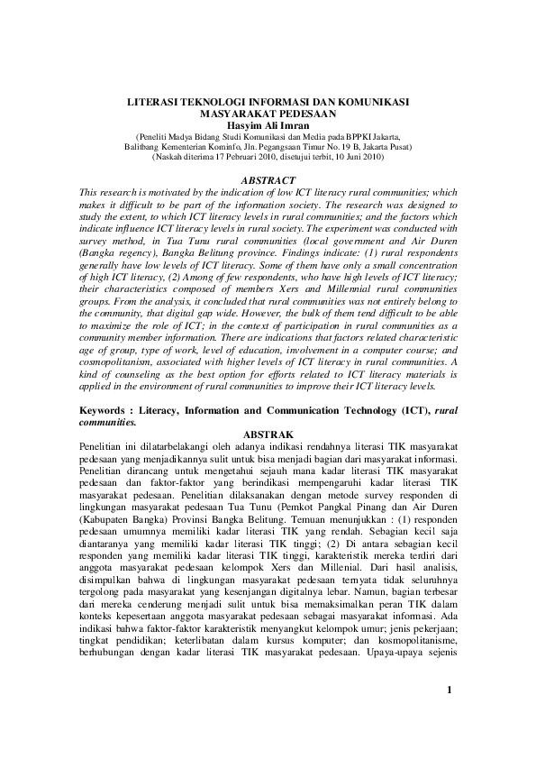 (PDF) Literasi TIK Masyarakat Pedesaan