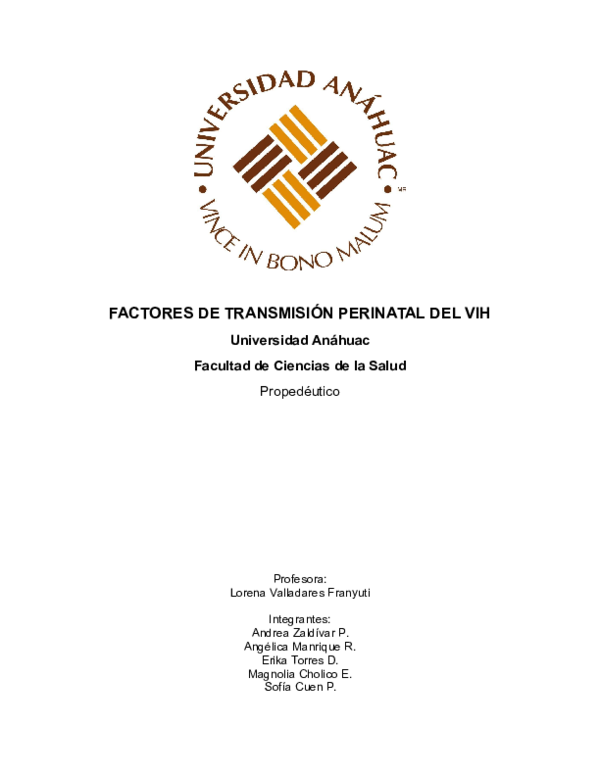 (DOC) FACTORES DE TRANSMISIÓN PERINATAL DEL VIH