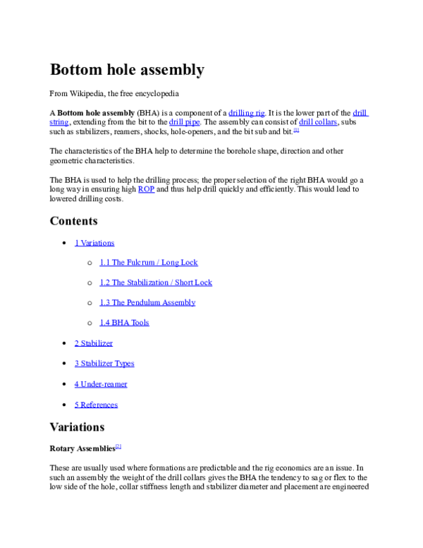 (DOC) Bottom hole assembly