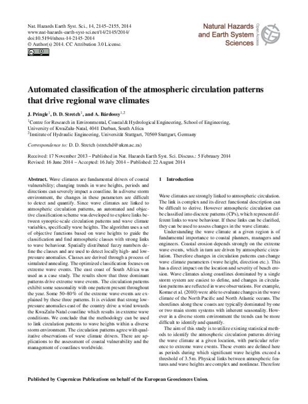 (PDF) Automated classification of the atmospheric circulation patterns that drive regional wave ...