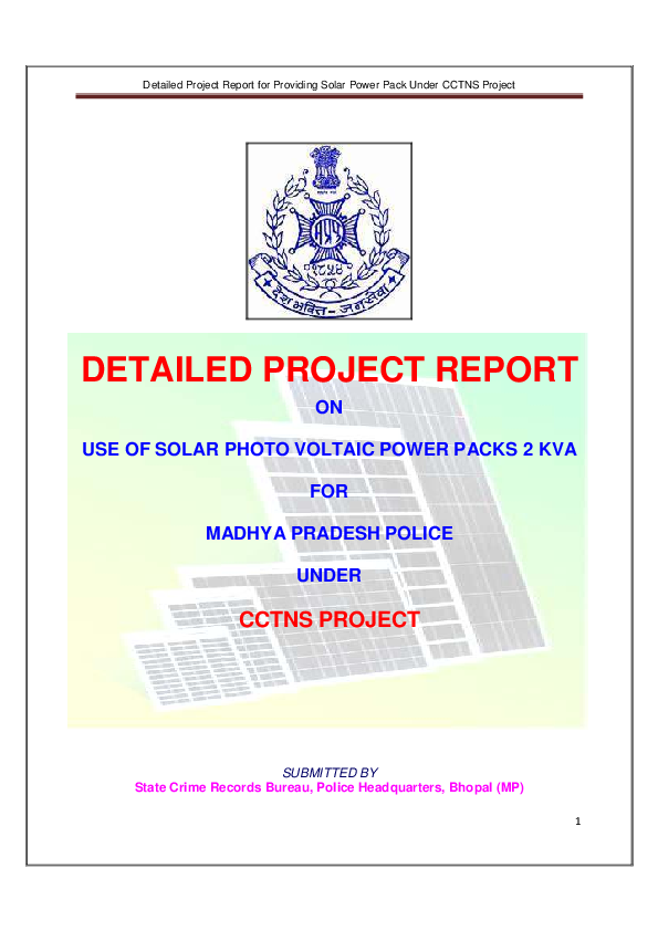(PDF) Sample DPR on Solar Power Pack - Madhya Pradesh