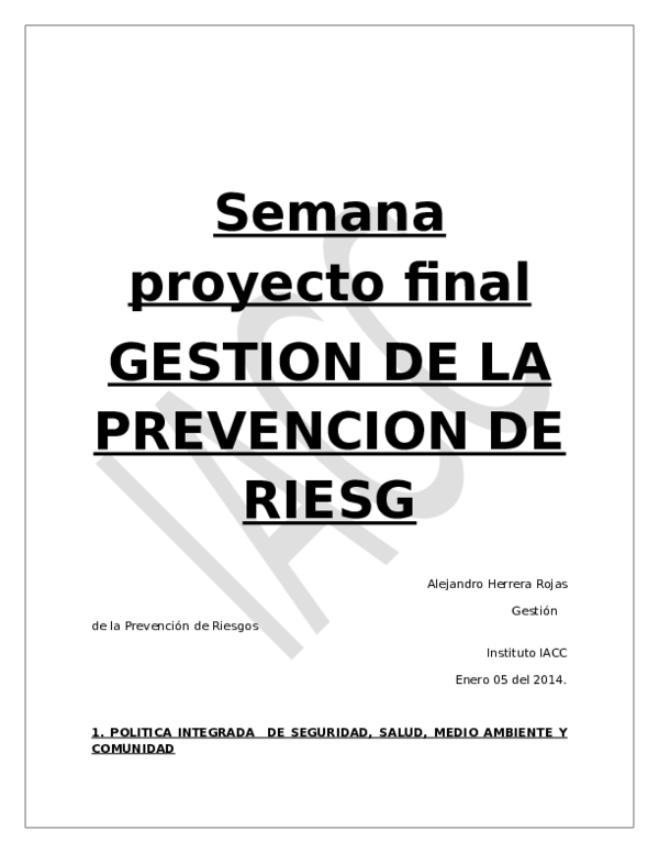 (DOC) Semana proyecto final GESTION DE LA PREVENCION DE RIESG