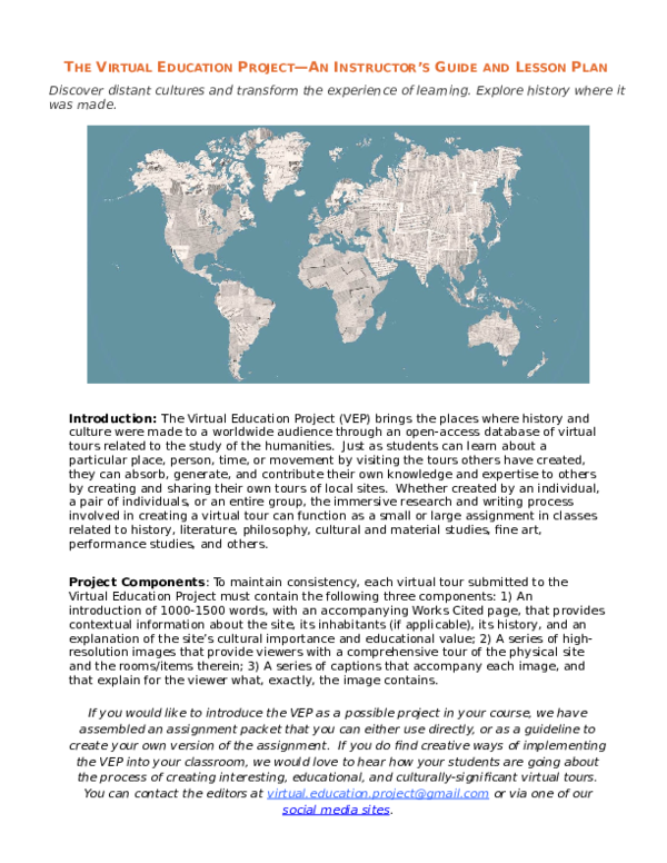 (DOC) The Virtual Education Project: An Instructor's Guide & Lesson Plan