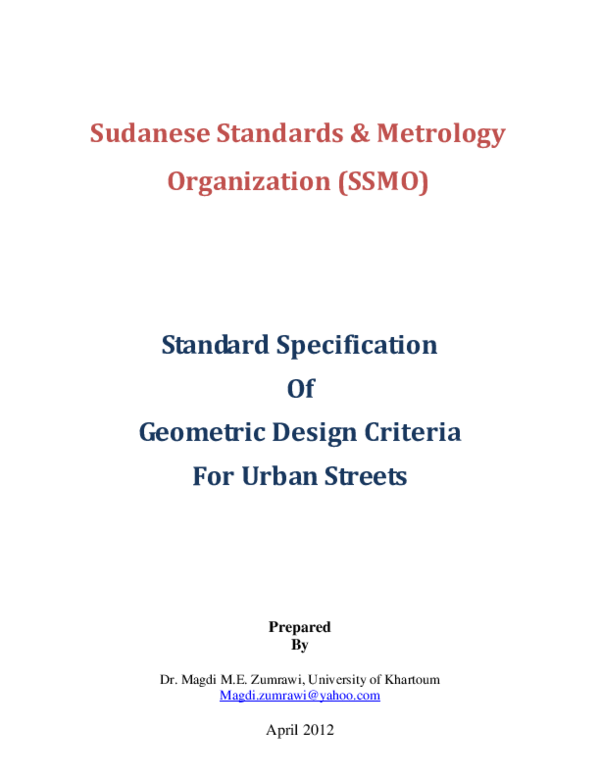 (PDF) Standard Specification of Urban Geometric Design Criteria