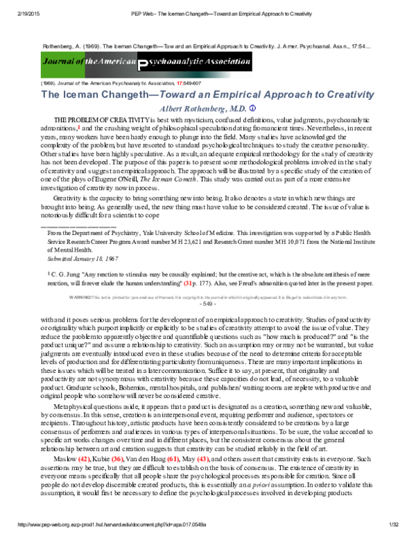 (PDF) The Iceman Changeth Toward an Empirical Approach to Creativity