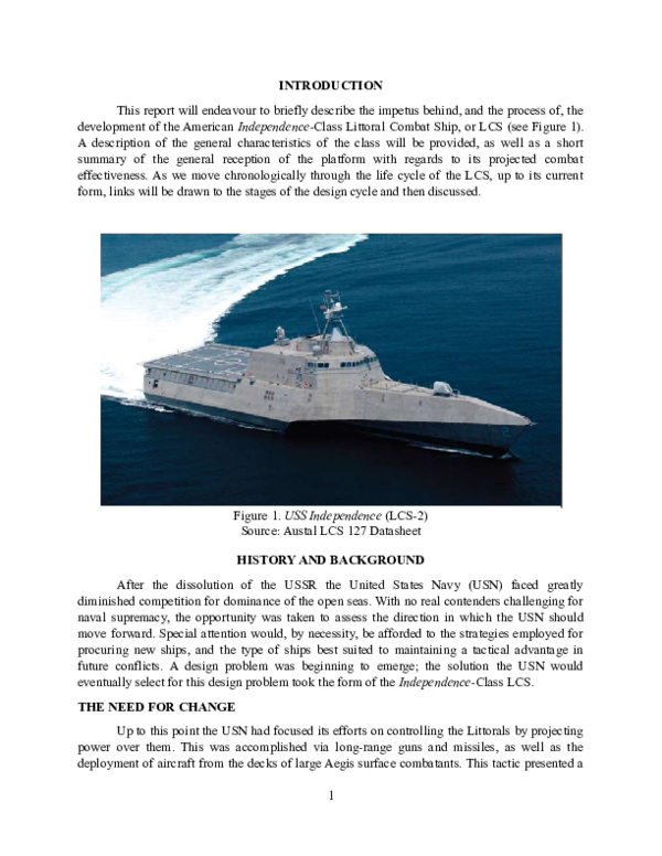 (DOC) THE DESIGN AND DEVELOPMENT OF A LITTORAL COMBAT SHIP: THE UNITED ...