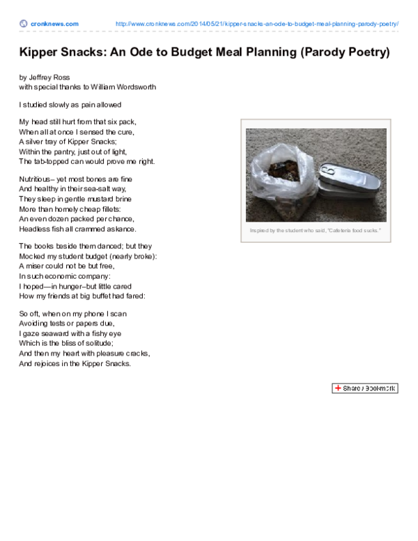 Ode Poems About Food