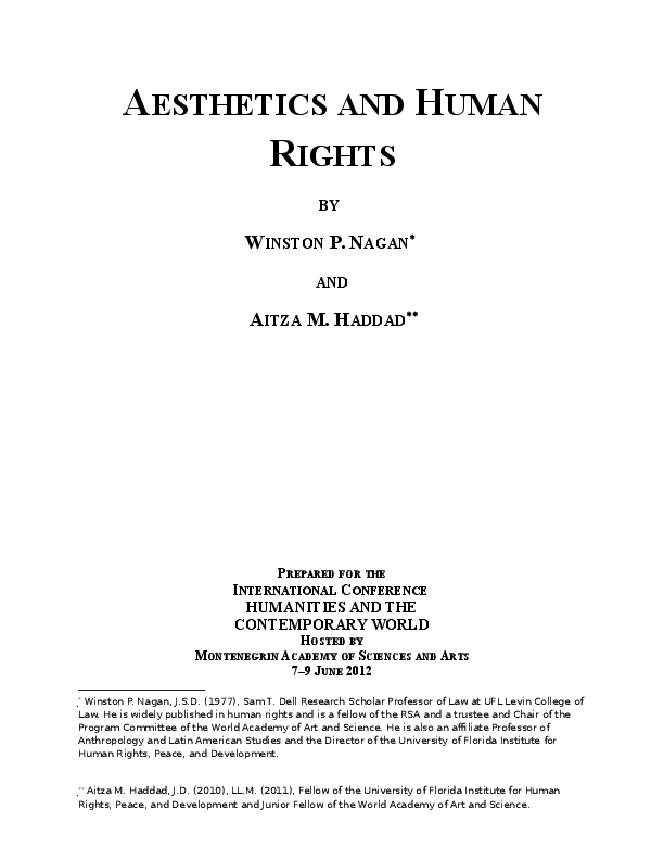 (DOC) Aesthetics and Human Rights | Winston Nagan - Academia.edu