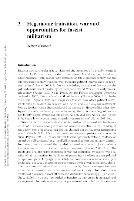 (PDF) Hegemonic transition, war and opportunities for fascist militarism