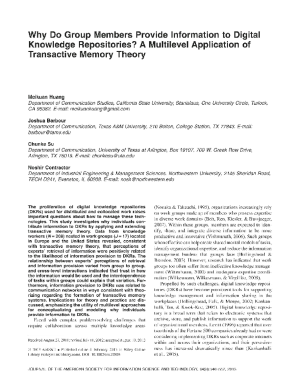 (PDF) Why do group members provide information to digital knowledge repositories? a multilevel ...