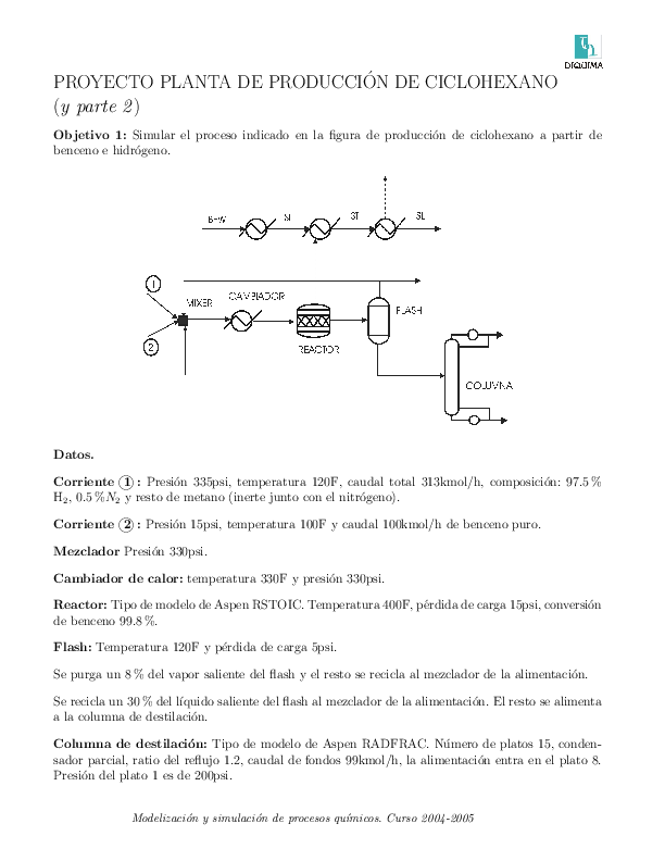 (PDF) PROYECTO PLANTA DE PRODUCCI ON DE CICLOHEXANO (y parte 2
