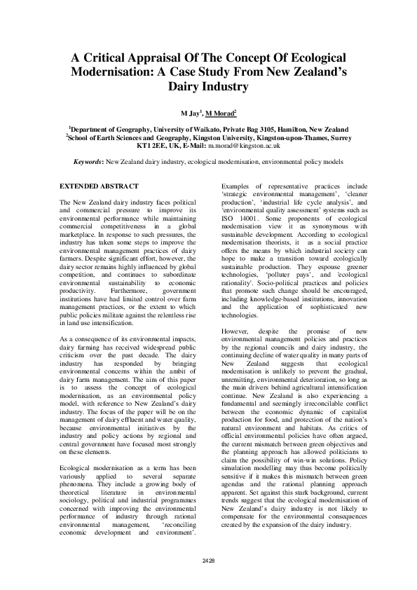 (PDF) A Critical Appraisal Of The Concept Of Ecological Modernisation ...