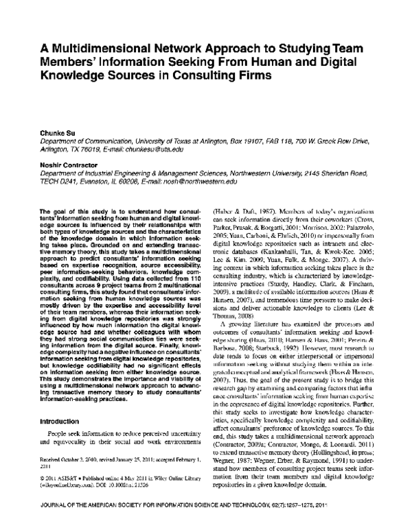 (PDF) A multidimensional network approach to studying team members' information seeking from ...